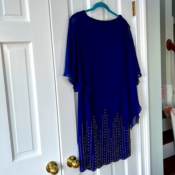 DJ- JAZ | Dresses | Blue Formal Dress With Silver Beadwork And Scallop ...